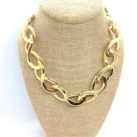 Vintage | Jewelry | Vintage 8s 90s Chunky Gold Tone Collar Necklace ...